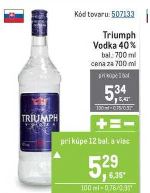 ARCHIV | Triumph Vodka 40% bal.: 700 ml v akcii platné do: 1.3.2022 ...