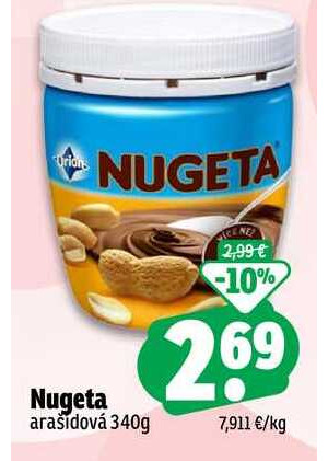 ARCHIV | Nugeta arašídová 340g v akcii platné do: 8.3.2022 | Zlacnene.sk
