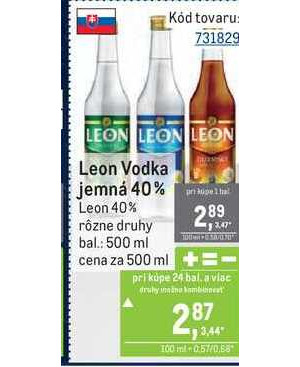 ARCHIV | Leon Vodka jemná 40% Leon 40% 89 rôzne druhy 247 bal: 500 ml v ...