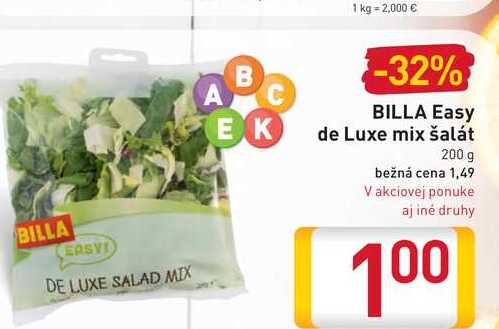 ARCHIV | BILLA Easy de Luxe mix šalát 200 g v akcii platné do: 15.2. ...