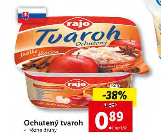 Ochutený tvaroh 250 g v akcii | Zlacnene.sk