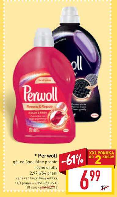 Perwoll gél na špeciálne pranie 54 praní 2,97 l v akcii | Zlacnene.sk