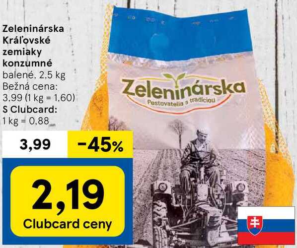 Zeleninárska Kráľovské zemiaky konzumné, 2,5 kg v akcii | Zlacnene.sk