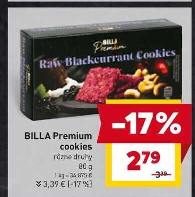 BILLA Premium cookies rôzne druhy 80 g v akcii | Zlacnene.sk
